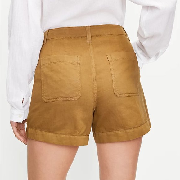 LOFT | Shorts | New Loft Size 4 Green Tan Button Front Linen Utility ...